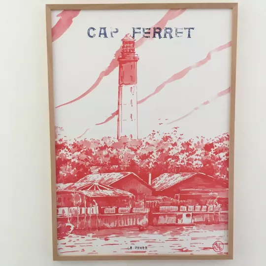 Affiche Le Phare du Cap Ferret par B&C - 1UP1 - Uncoqdansletransat.fr